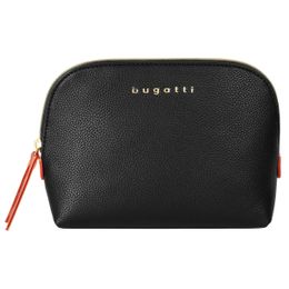 Kosmetiktasche Bugatti "ELLA", Damen, Gr. B/H/T: 21cm x 15cm x 3cm onesize, schwarz, Kunstfaser, leicht glänzend, unifarben, Taschen Kosmetiktasche