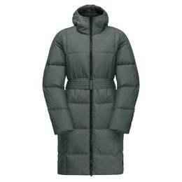 Daunenmantel Jack Wolfskin "FROZEN LAKE COAT W", Damen, Gr. XL (46), grün (slate, grün), Hauptmaterial: 100% Polyester (recycled); Futter: 100% Polyester (recycled); Füllung: 90% Entendaunen, 10% Federn, Mäntel