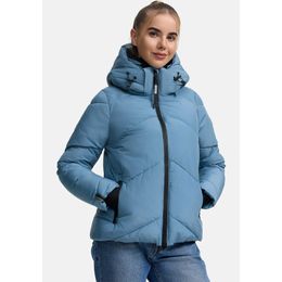 Winterjacke Marikoo "Simaraa", Damen, Gr. L, blau (powder blau), Obermaterial: 100% Polyester; Innenseite: 100% Polyester; Fellimitat: 100% Polyester, Jacken, mit abnehmbarem Kunstfellkragen