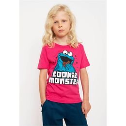 T-Shirt logoshirt "Sesamstra&szlig;e - Kr&uuml;melmonster", M&auml;dchen, Gr. 128, pink, 100% Baumwolle, unifarben, normal, Rundhals, Shirts T-Shirt, mit coolem Frontprint
