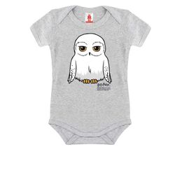 Body logoshirt "Harry Potter - Hedwig", Jungen, Gr. 62/68, EURO-Gr&ouml;&szlig;en, grau (grau, meliert), 93% Baumwolle, 7% Polyester, unifarben, Rundhals, Bodys Body, mit niedlichem Eulen-Motiv
