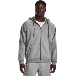 Sweatjacke Under Armour "UA Rival Fleece-Hoodie mit durchgehendem Zip für", Herren, Gr. M, grau, Obermaterial: 80% Baumwolle, 20% Polyester, Sweatjacken