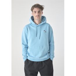 Kapuzensweatshirt Cleptomanicx "Classic Hooded Storm Gull", Herren, Gr. M, blau, 100% Baumwolle, bestickt, normal, ohne Ausschnitt, Sweatshirts, mit lockerem Schnitt