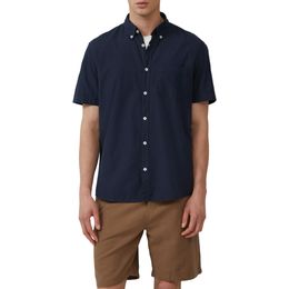 Kurzarmhemd s.Oliver, Herren, Gr. L, N-Gr, blau, Web, Obermaterial: 100% Baumwolle, unifarben, regular fit taillenbedeckt, Hemden, mit Waschung und gewebtem Tape