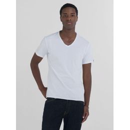 V-Shirt Replay, Herren, Gr. L, wei&szlig;, Jersey, Obermaterial: 100% Baumwolle, regular fit, V-Ausschnitt, Shirts