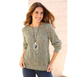 Rundhalspullover Classic Basics "Pullover", Damen, Gr. 42, gr&uuml;n (khaki), 100% Polyacryl, unifarben, Pullover Rundhalspullover
