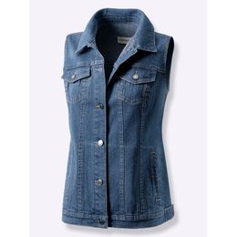 Jeansweste Casual Looks, Damen, Gr. 36, blau (blau, stone, washed), 99% Baumwolle, 1% Elasthan, unifarben, Westen