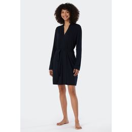 Morgenmantel Schiesser ""Essentials"", Damen, Gr. XL (42), schwarz (000, schwarz), Modal, unifarben, Kurzform, Hausmäntel, mit Kimono-Schnittform mit dezentem Glanz