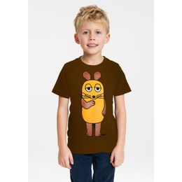 T-Shirt logoshirt "Sendung mit der Maus - Maus", M&auml;dchen, Gr. 92, braun, 100% Baumwolle, unifarben, normal, Rundhals, Shirts T-Shirt, mit coolem Print