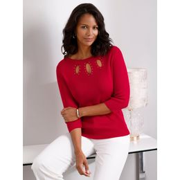 Strickpullover Lady "Feinstrickpullover", Damen, Gr. 36, rot, 55% Baumwolle, 45% Viskose, unifarben, Pullover Strickpullover