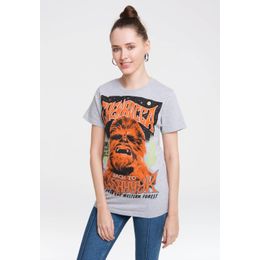 T-Shirt logoshirt "Star Wars", Damen, Gr. XL, grau (grau, meliert), 100% Baumwolle, bedruckt, meliert, normal, Rundhals, Shirts T-Shirt, mit lizenziertem Design