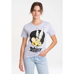 T-Shirt logoshirt "Asterix der Gallier - Asterix Portrait", Damen, Gr. XXL, grau (grau, meliert), 95% Baumwolle, 5% Viskose, bedruckt, normal, Rundhals, Shirts T-Shirt, mit lizenziertem Print