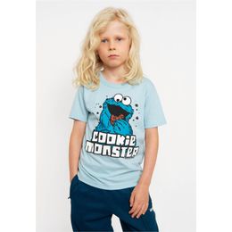 T-Shirt logoshirt "Sesamstra&szlig;e - Kr&uuml;melmonster", M&auml;dchen, Gr. 152, blau (hellblau), 100% Baumwolle, unifarben, normal, Rundhals, Shirts T-Shirt, mit coolem Frontprint