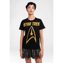T-Shirt logoshirt "Star Trek - Logo", Damen, Gr. L, schwarz, 100% Baumwolle, bedruckt, unifarben, normal, Rundhals, Shirts, mit coolem Print