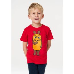 T-Shirt logoshirt "Sendung mit der Maus - Maus", M&auml;dchen, Gr. 104, rot, 100% Baumwolle, unifarben, normal, Rundhals, Shirts T-Shirt, mit coolem Print