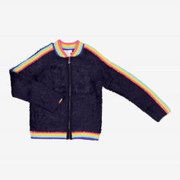 Schwarzblaue Sweatjacke aus Kunstfell