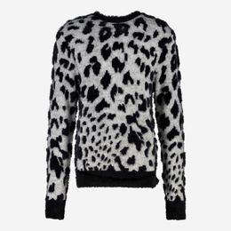 Weiß-schwarzer Pullover mit Animalprint