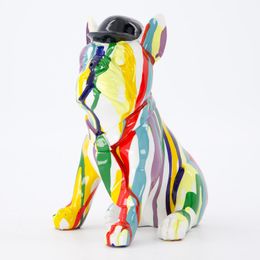 Mehrfarbige Bulldoggen-Dekofigur 20x14cm
