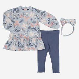3-teiliges blaues Set aus Oberteil und Leggings