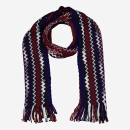 Missoni Dunkelroter und dunkelblauer Schal aus Wolle