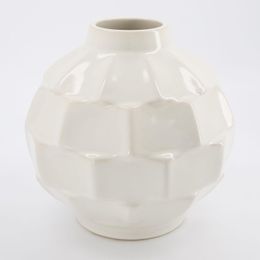 Beigefarbene Vase mit 3D-Muster 24x26cm