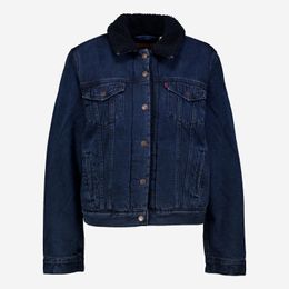 Levi's Dunkelblaue Original Trucker Jeansjacke mit Sherpa-Futter