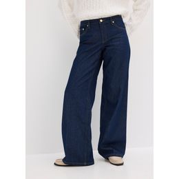 bonprix Wide-Leg-Jeans Mid Waist, blau, Gr.48, Wide-Leg-Jeans Mid Waist, 100% Baumwolle