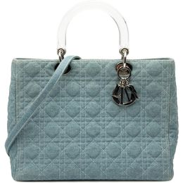 Christian Dior Hobo Bags - Large Denim Cannage Acrylic Handles Lady Dior - Gr. unisize - in Blau - f&uuml;r Damen