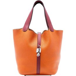 Herm&egrave;s Herm&egrave;s Crossbody Bags - Bicolor Clemence and Swift Picotin Lock 22 - Gr. unisize - in Orange - f&uuml;r Damen
