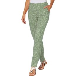 Damen Schlupfhose mit Punktedessin eucalyptus-wei&szlig;-bedruckt, Gr&ouml;&szlig;e 25