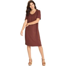 Damen Jerseykleid mit Biesenverzierung rotbraun, Gr&ouml;&szlig;e 44