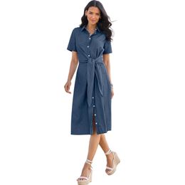 Damen Jeanskleid in Wickel-Optik blue-stone-washed, Gr&ouml;&szlig;e 56