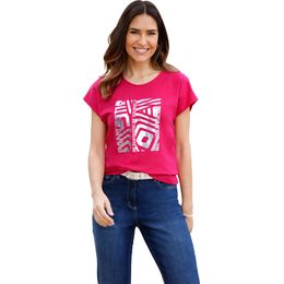 Damen Kurzarmshirt mit Foliendruck pink, Gr&ouml;&szlig;e 56
