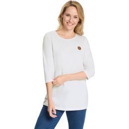 Damen Longshirt mit Patch in Leder-Optik wei&szlig;, Gr&ouml;&szlig;e 38