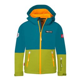 Trollkids Softshelljacke "Skjorta" in Blau/ Gr&uuml;n/ Orange - 46% | Gr&ouml;&szlig;e 116 | Kinder-outdoor-jacken