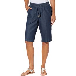 Damen Jeansbermudas mit gesmoktem Dehnbund blue-stone-washed, Gr&ouml;&szlig;e 54