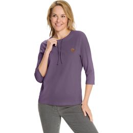 Damen 3/4-Arm-Shirt mit Tunnelzug am Rundhals-Ausschnitt feige, Gr&ouml;&szlig;e 56