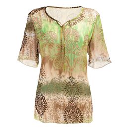 WITT Damen Tunika mit Glitzer-Effekten, gr&uuml;n-beige, Gr&ouml;&szlig;e 50