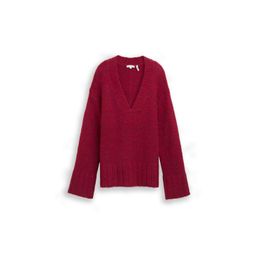 Tom Tailor Damen Oversize Strickpullover mit Wollanteil, rot, Meliert, Gr. XL