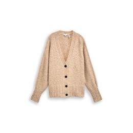 Tom Tailor Damen Oversize Cardigan mit Wollanteil, beige, Meliert, Gr. XL