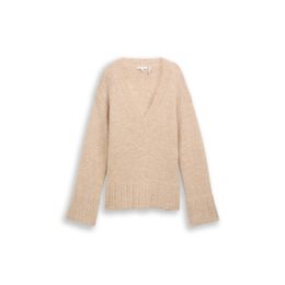 Tom Tailor Damen Oversize Strickpullover mit Wollanteil, beige, Meliert, Gr. XL
