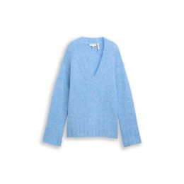 Tom Tailor Damen Oversize Strickpullover mit Wollanteil, blau, Meliert, Gr. XL