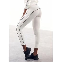 H.I.S. H.I.S Leggings braun Gr. 32/34 f&uuml;r Damen. Mit Piping, Logostickerei. Figurbetont. Nachhaltig.