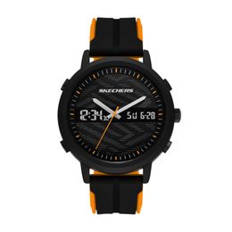 Chronograph Skechers "LAWNDALE", schwarz, orange, Armbanduhren, Herren, Quarzuhr, Armbanduhr, Herrenuhr, Silikonarmband, digital, analog, Tag