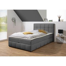 Boxbett Home Affaire "Niemes", anthrazit, B:152cm L:210cm, Komplettbetten, Boxbett mit Bettkasten, inkl. Topper