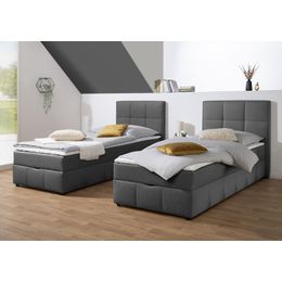 Boxbett Home Affaire "Niemes", anthrazit, B:102cm L:210cm, Komplettbetten, Boxbett mit Bettkasten, inkl. Topper