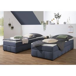 Boxbett Home Affaire "Niemes", denim, blau, B:94cm L:204cm, Komplettbetten, Boxbett ohne Kopfteil, inkl. Topper