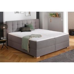 Boxbett Home Affaire "Olivet mit Bettkasten", grau, B:194cm L:210cm, Komplettbetten, in 4 Farben, 4 Breiten, 2 Matratzenarten, auch in &Uuml;berl&auml;nge 220 cm