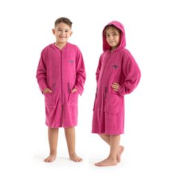 Kinderbademantel Kangaroos "Kira, Ideal für Zuhause, Schwimmbad oder im Urlaub" Gr. 140, rosa (pink, grau), L:35, Leichtfrottier, Hausmäntel, modernen, sportliches Design, leuchtenden Akzenten