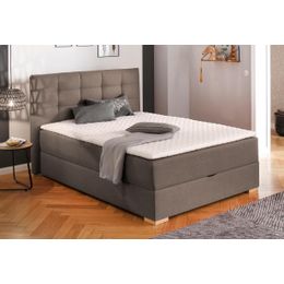 Boxbett Home Affaire "Olivet mit Bettkasten", braun (hellbraun), B:154cm L:210cm, Komplettbetten, in 4 Farben, 4 Breiten, 2 Matratzenarten, auch in &Uuml;berl&auml;nge 220 cm